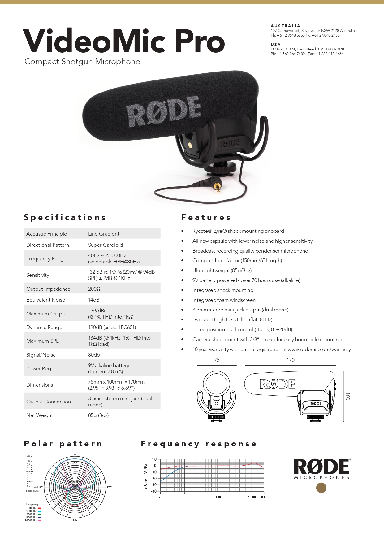 RODE VIDEOMIC PRO RYCOTE PROFESSIONAL QUALITY ON-CAMERA CONDENSER ...