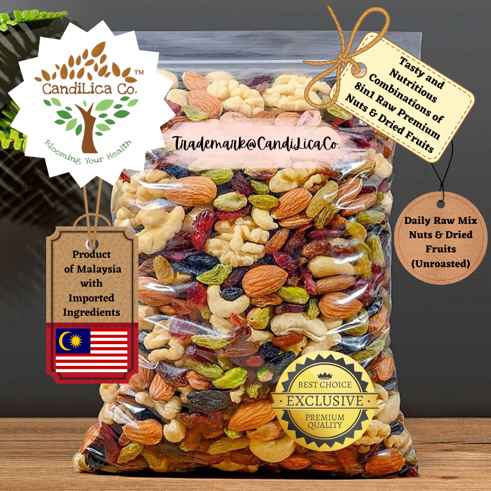 CandiLica Co. Daily Raw Mix Nuts & Dried Fruits (Unroasted)/Campuran ...