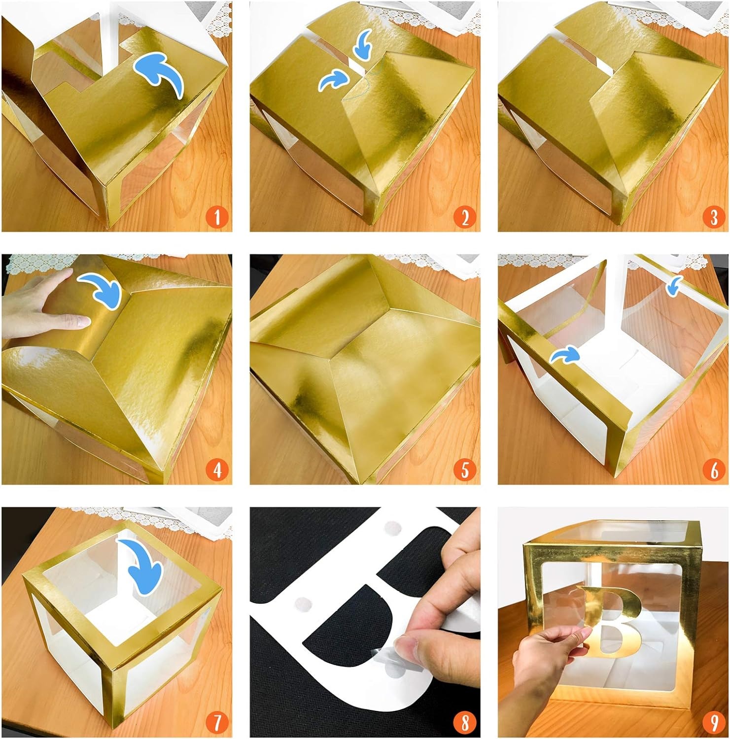 Balloon Transparent Gold Box A-Z Letter Birthday Party DIY Kotak huruf ...
