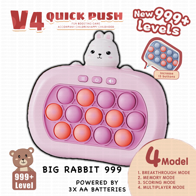 999 Level Quick Push Game Console Pop It Whack-A-Mole Electronic Toy ...