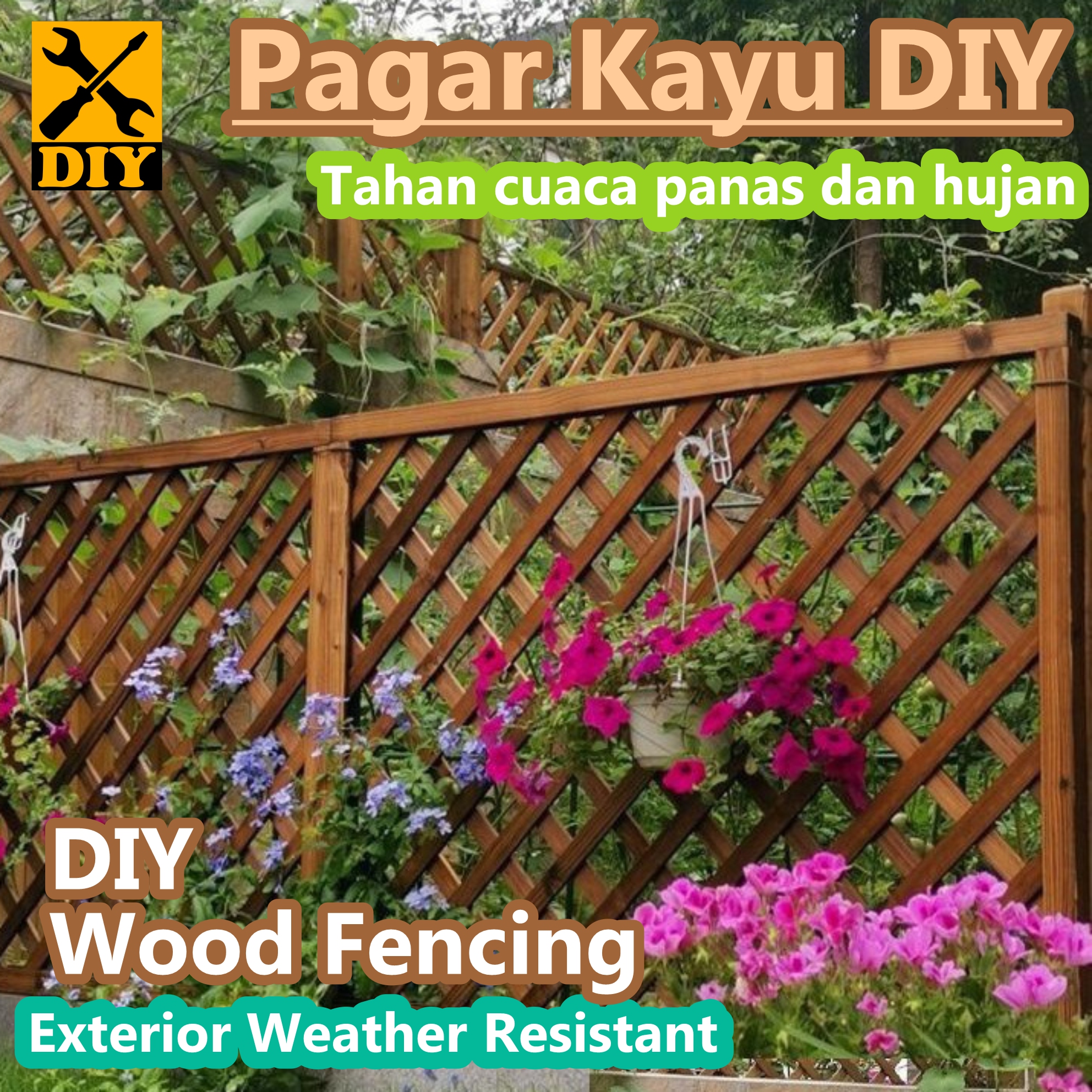Pagar Kayu Wood Fencing XNet 150cm Outdoor Quality Wood Partition ...