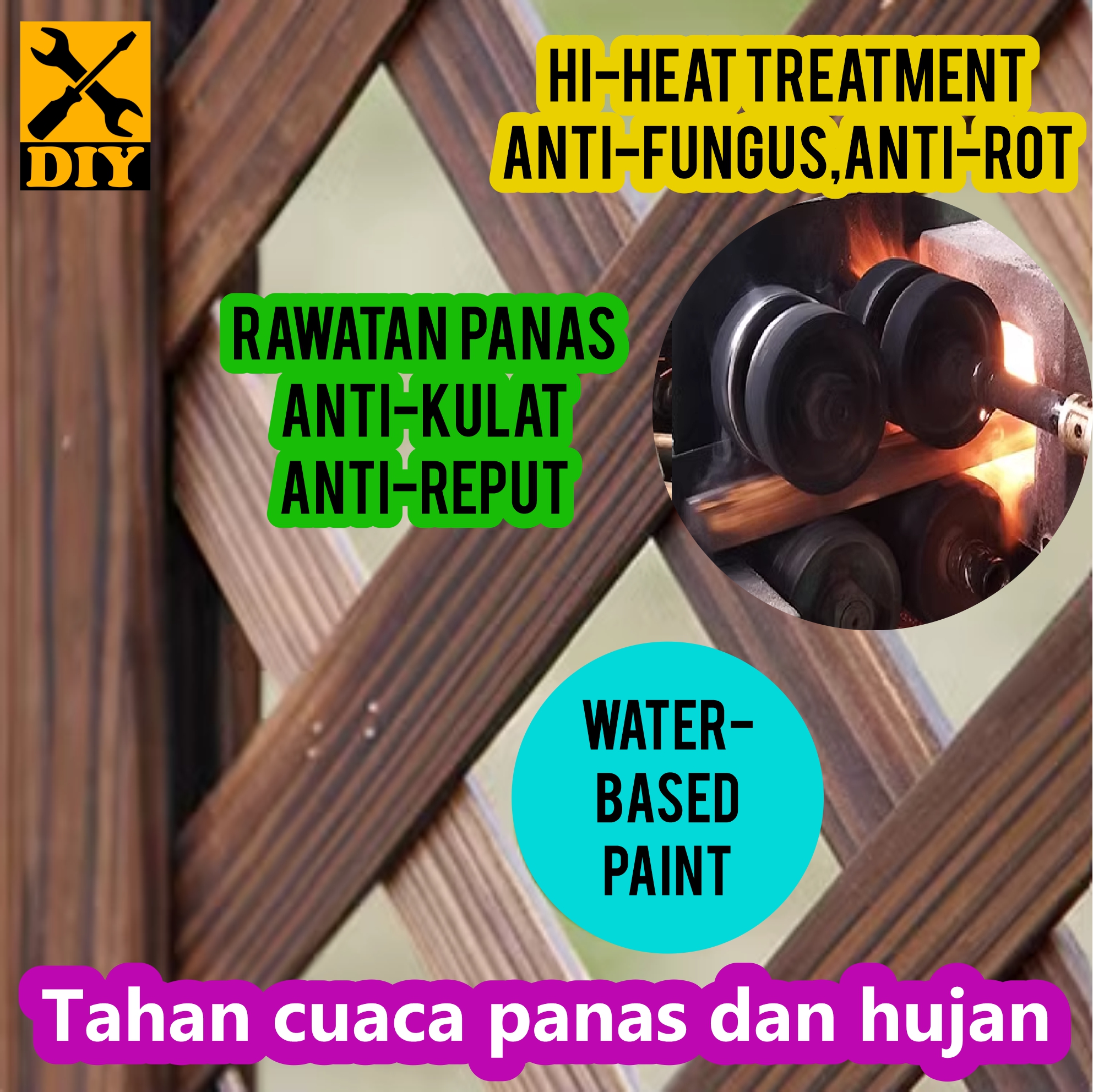 Pagar Kayu Wood Fencing XNet 180/200cm Outdoor Quality Wood Partition ...
