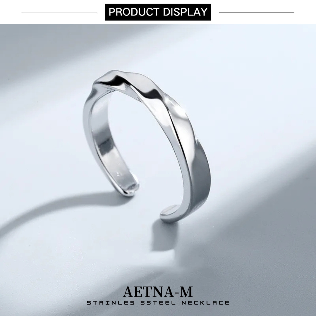 Mobius Ring Trendy Unisex Open Adjustable Men Silver Wave Twist Rings ...