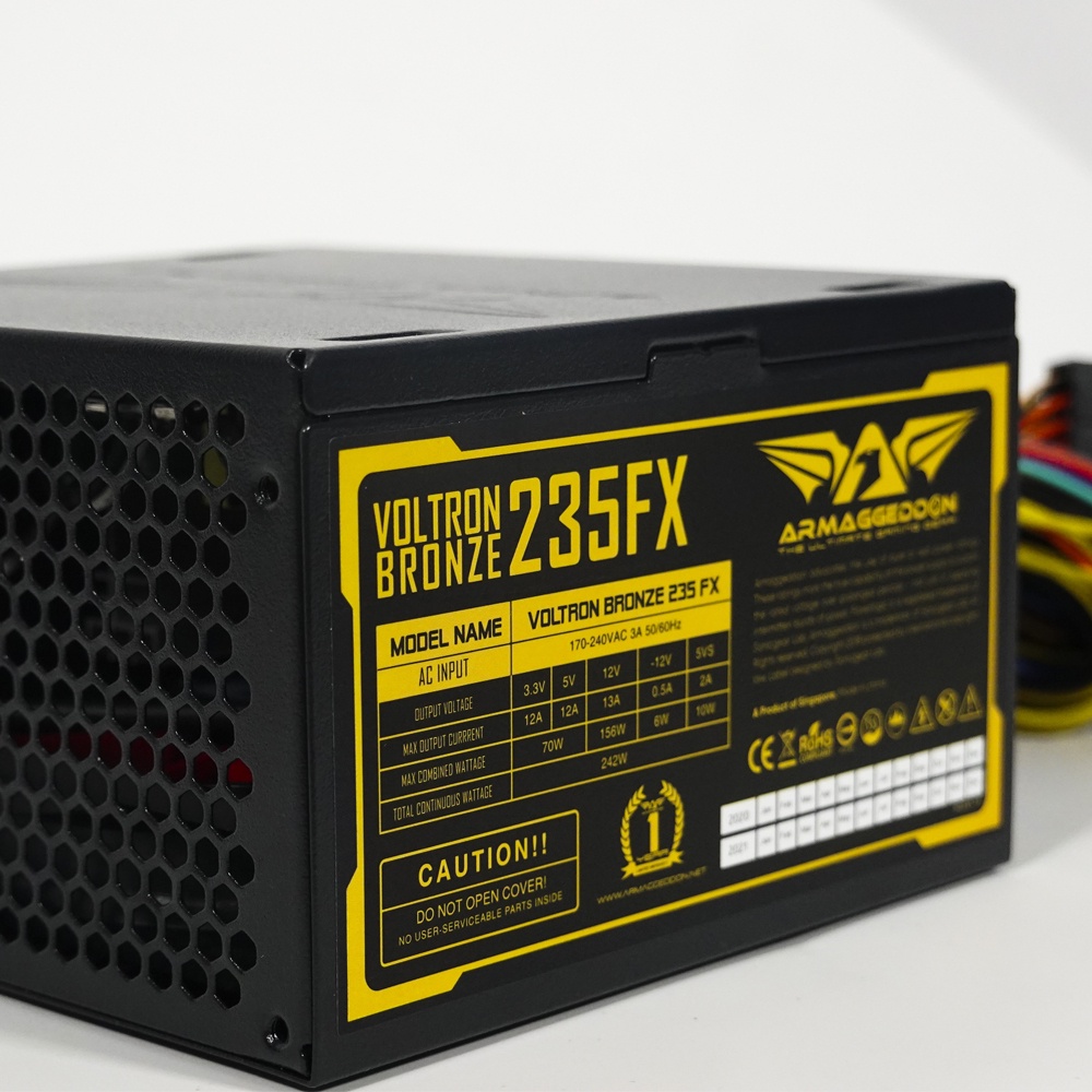 Armaggeddon Voltron Bronze 235FX Power Supply With 120MM Fan Pure Power Rated 242 Watts 1 Year ...