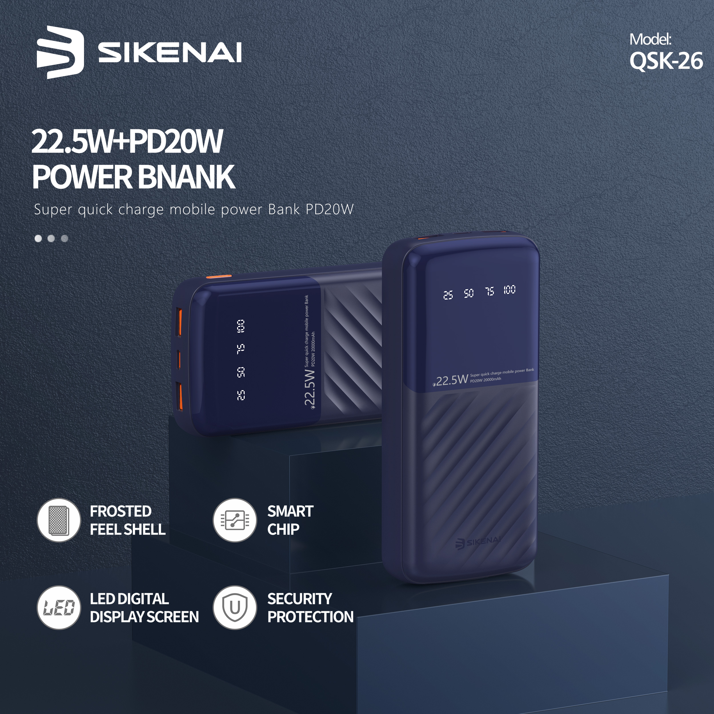 SIKENAI QSK-26 PD30W + 22.5W 20000mAhHigh Power Fast Charging Smart LED ...