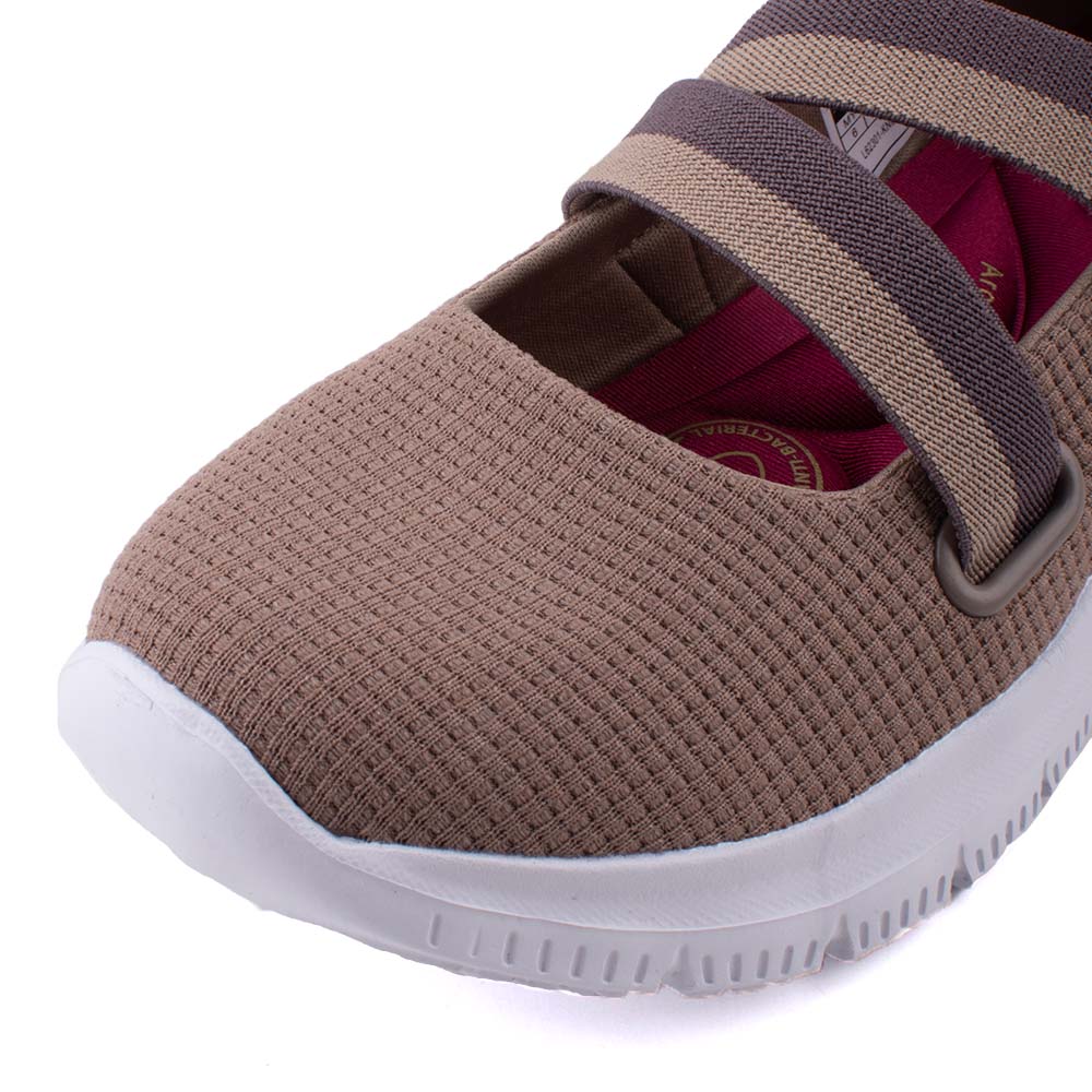 LARRIE Kasut Perempuan Khaki Comfort Dual Strap Sporty Slip-Ons ...