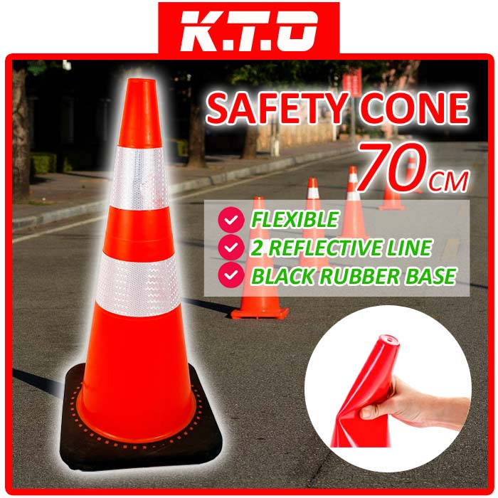 70cm Portable Reflective Flexible Safety Cone Traffic Parking Road ...