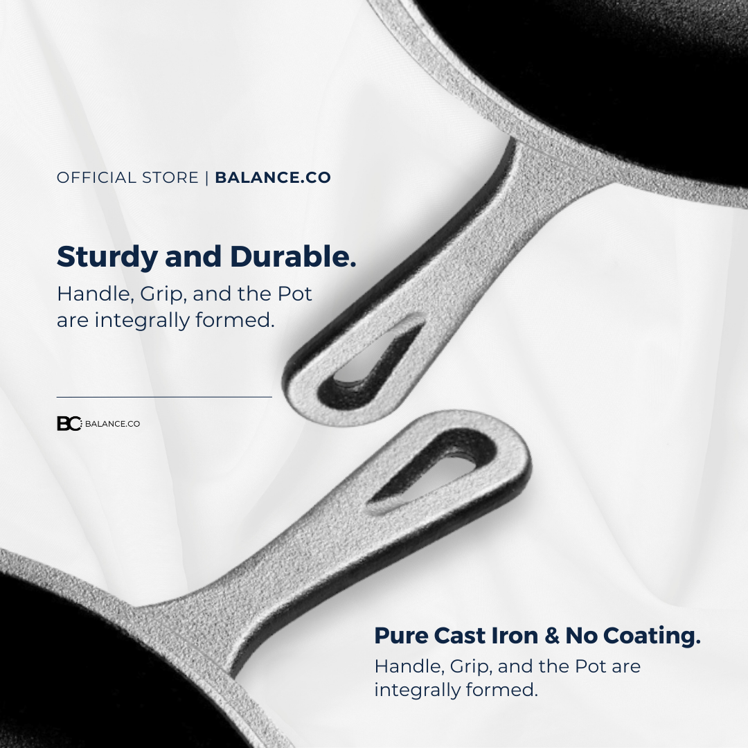 Balance.co Twosome Pre-seasoned Pure Cast Iron Combo Skillet Frying Pan ...
