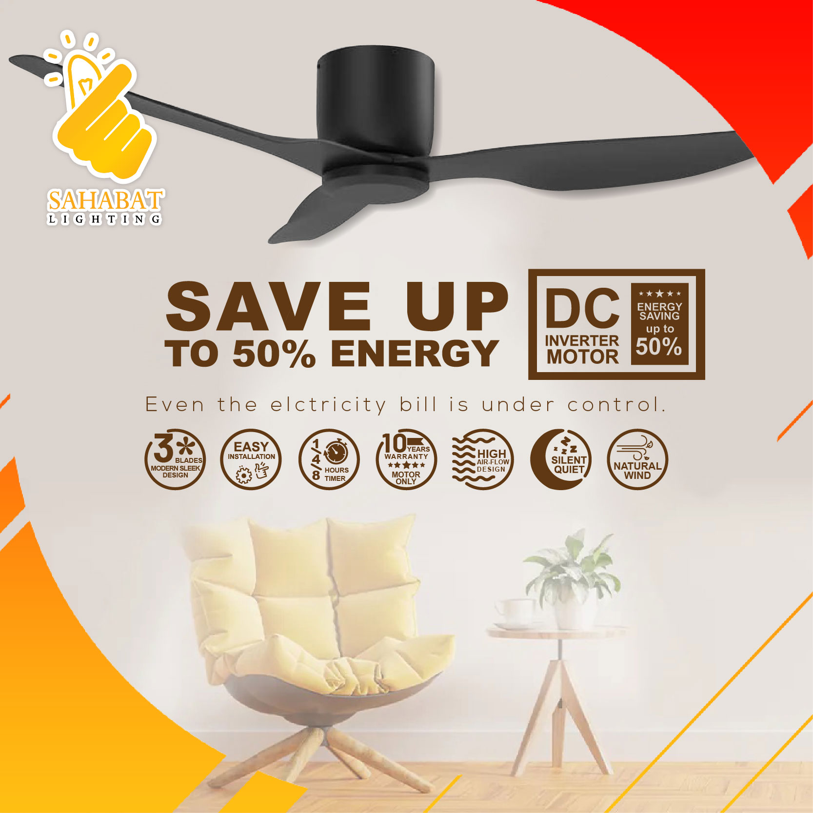 [SIRIM] NSB LISA 52" TURBO DC MOTOR CEILING FAN WITH BUILT-IN WIFI ...