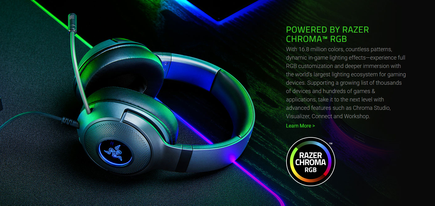Razer Kraken V3 X Wired USB Gaming Headset with Razer™ TriForce Driver ...