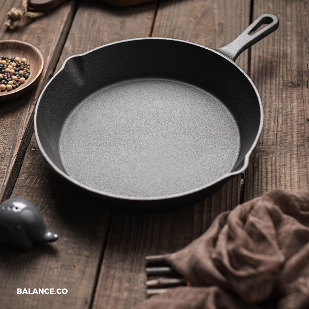 26CM Balance.co Pre-Seasoned Pure Cast Iron Skillet NonStick FryingPan ...
