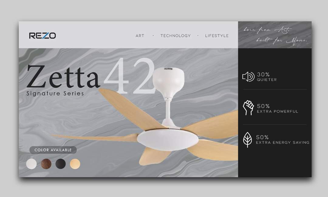 REZO ZETTA 5B 56/42 inches DC Motor Ceiling Fan with Remote Control | Shopee Malaysia