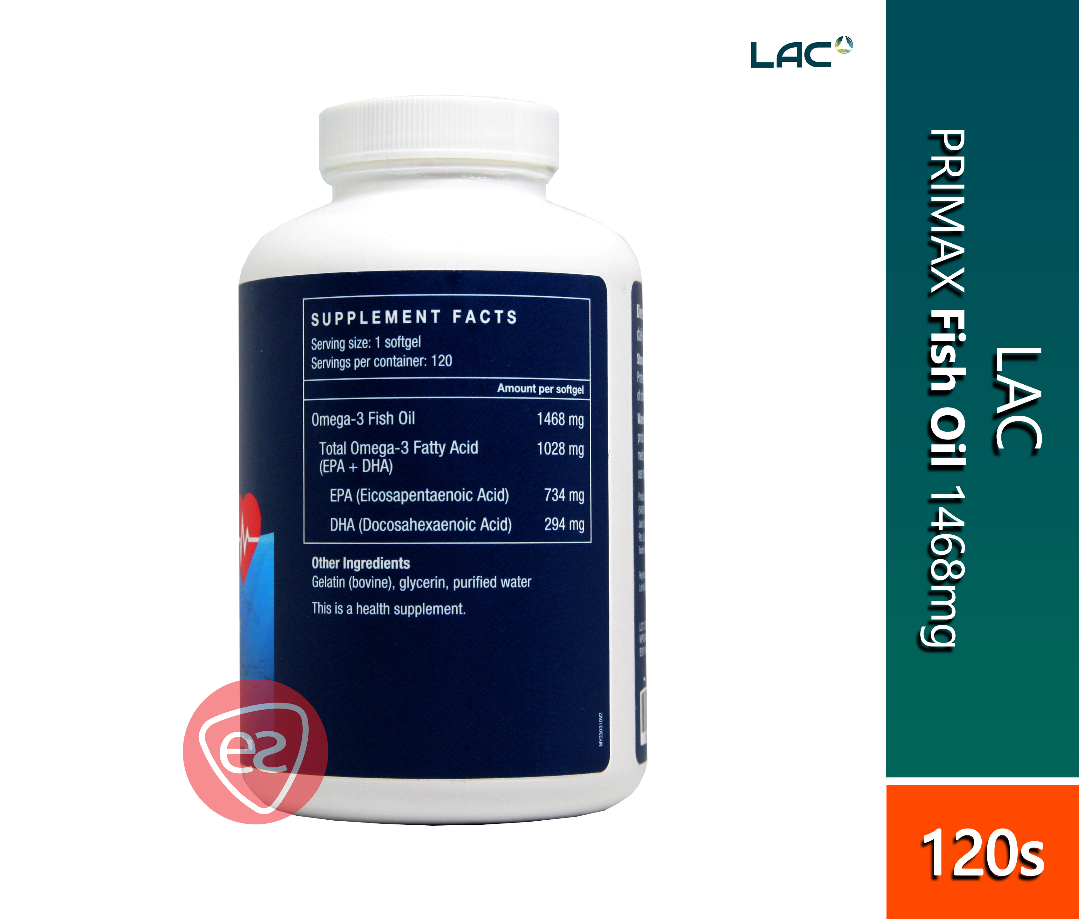 LAC Primax Fish Oil 1468mg Softgel 120s (Total EPA & DHA 1028mg ...