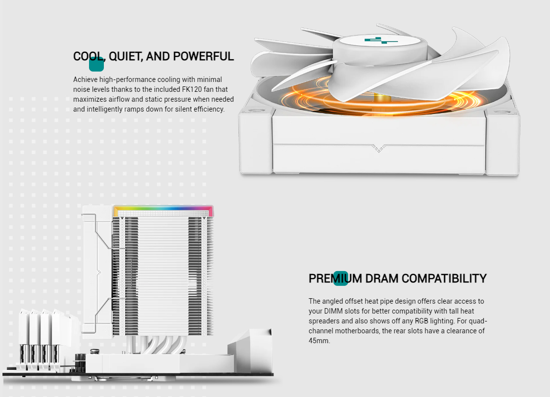 DeepCool AK500 Digital ARGB CPU Cooler - Black / White # R-AK500-BKADMN ...