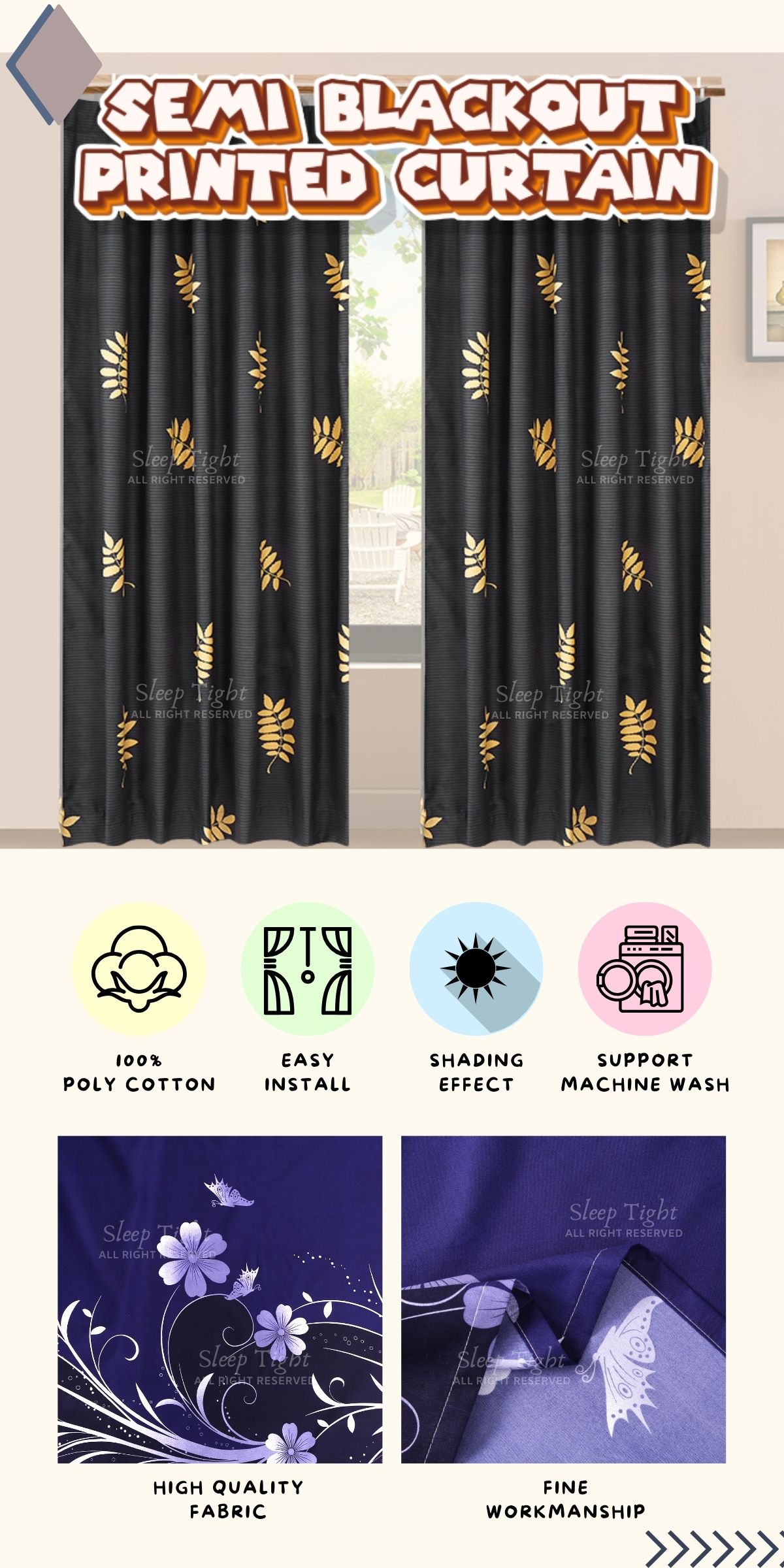 Tingkap Pintu Langsir Murah Curtain Size 120cmx160cm 120cmx210cm ...