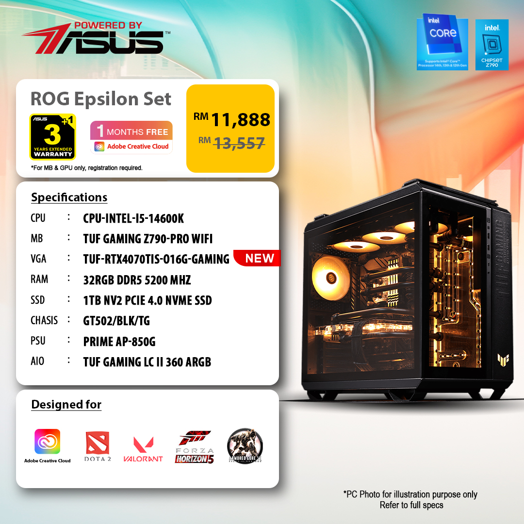 ROG Epsilon Set by Intel i5-14600K with TUF Gaming RTX4070 Ti Super ...