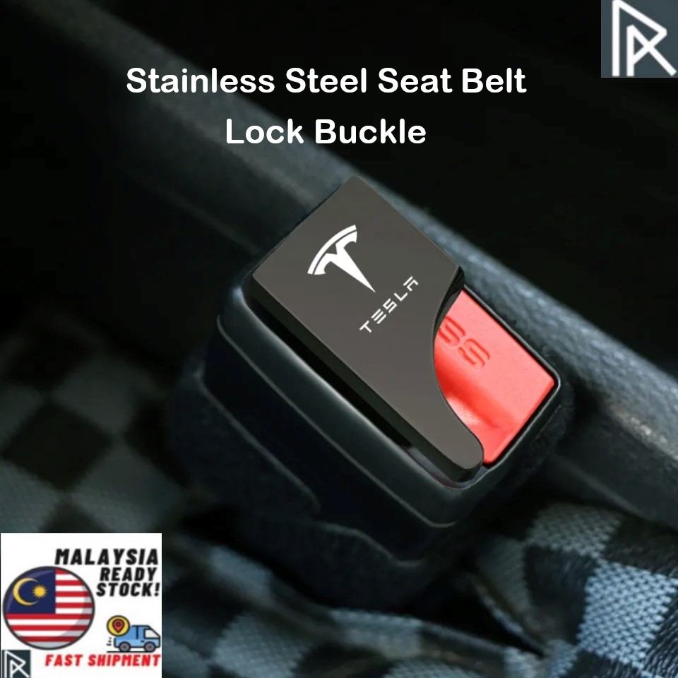 Tesla Model 3 X Y Stainless Steel Alarm Stopper Car Safety Belt Lock ...