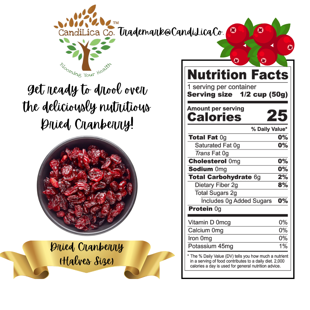 Dried Cranberry Halves | Kranberi Kering Separuh | 蔓越莓干切半 – CandiLica ...