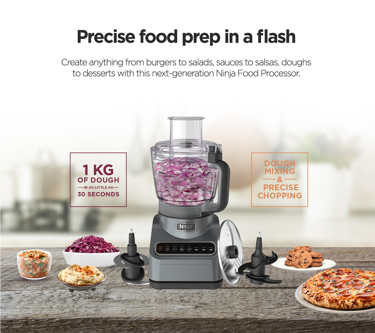 Ninja Food Processor 4 Auto Programs Chop, Puree, Slice & Mix With 3 Manual Speeds Bowl (2.1L ...