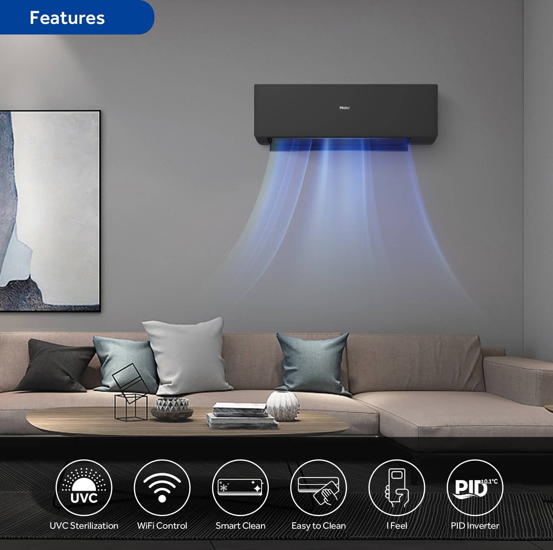 [Klang Valley Delivery Only] Haier HSU-10VXA22 Air Cond 1.0HP Smart Inverter UV Cool Premium R32 ...