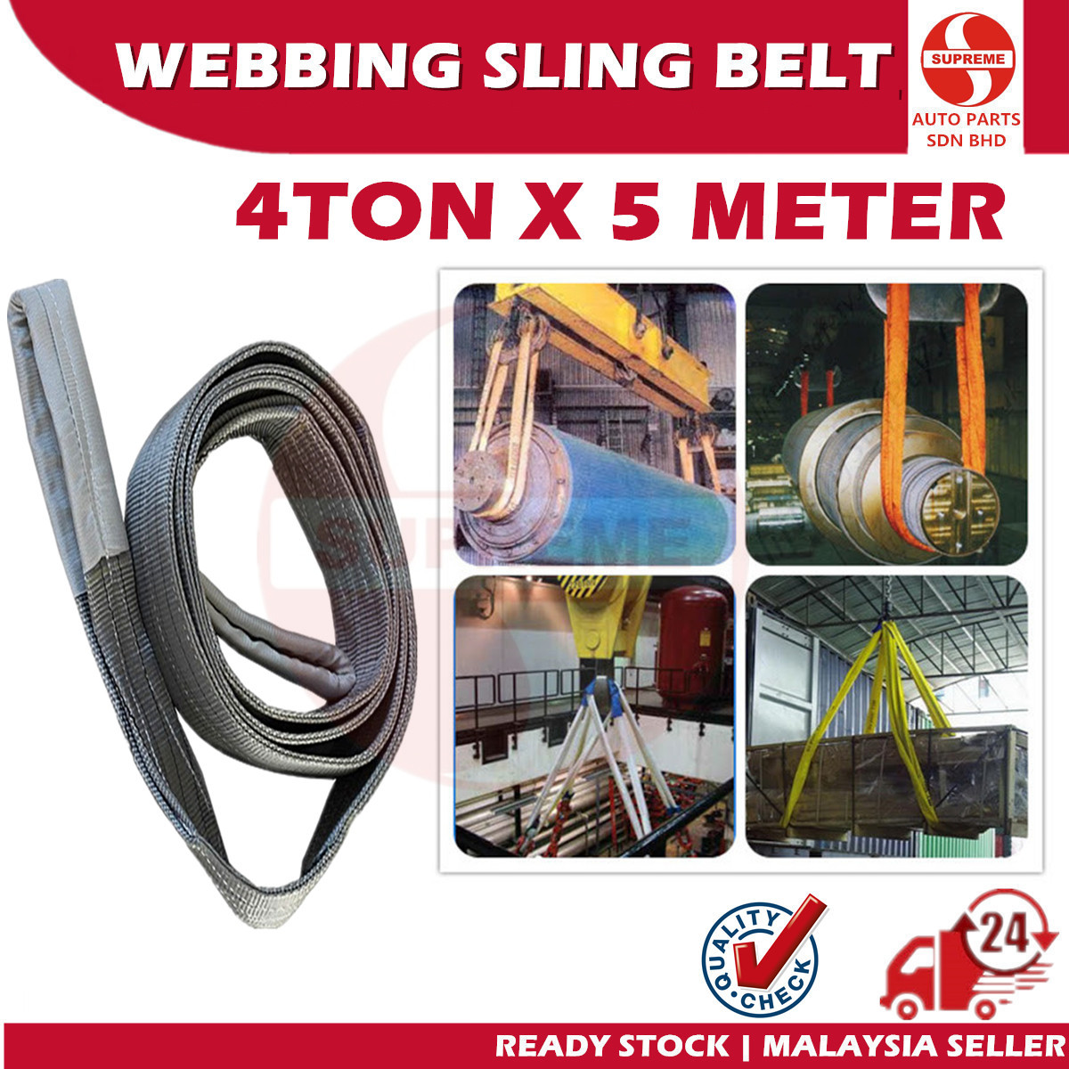 S2U Webbing Lifting Sling Belt 4TON X 5METER Heavy Duty Tali Angkat ...