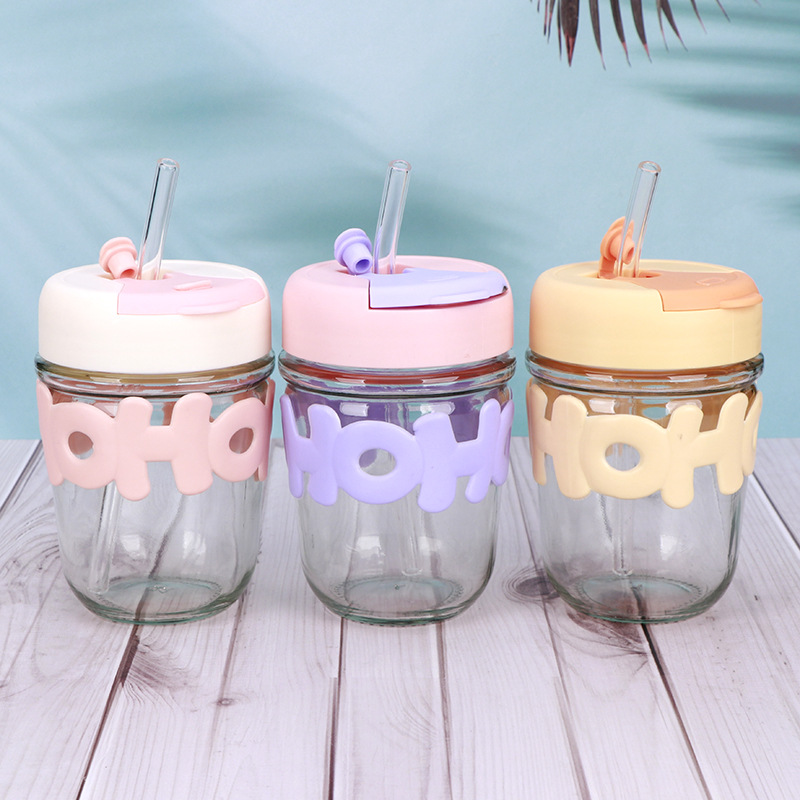 Mug🥤 Hoho Glass Mug Glass Straw Cup Heat Cold Resistant Iced Water ...