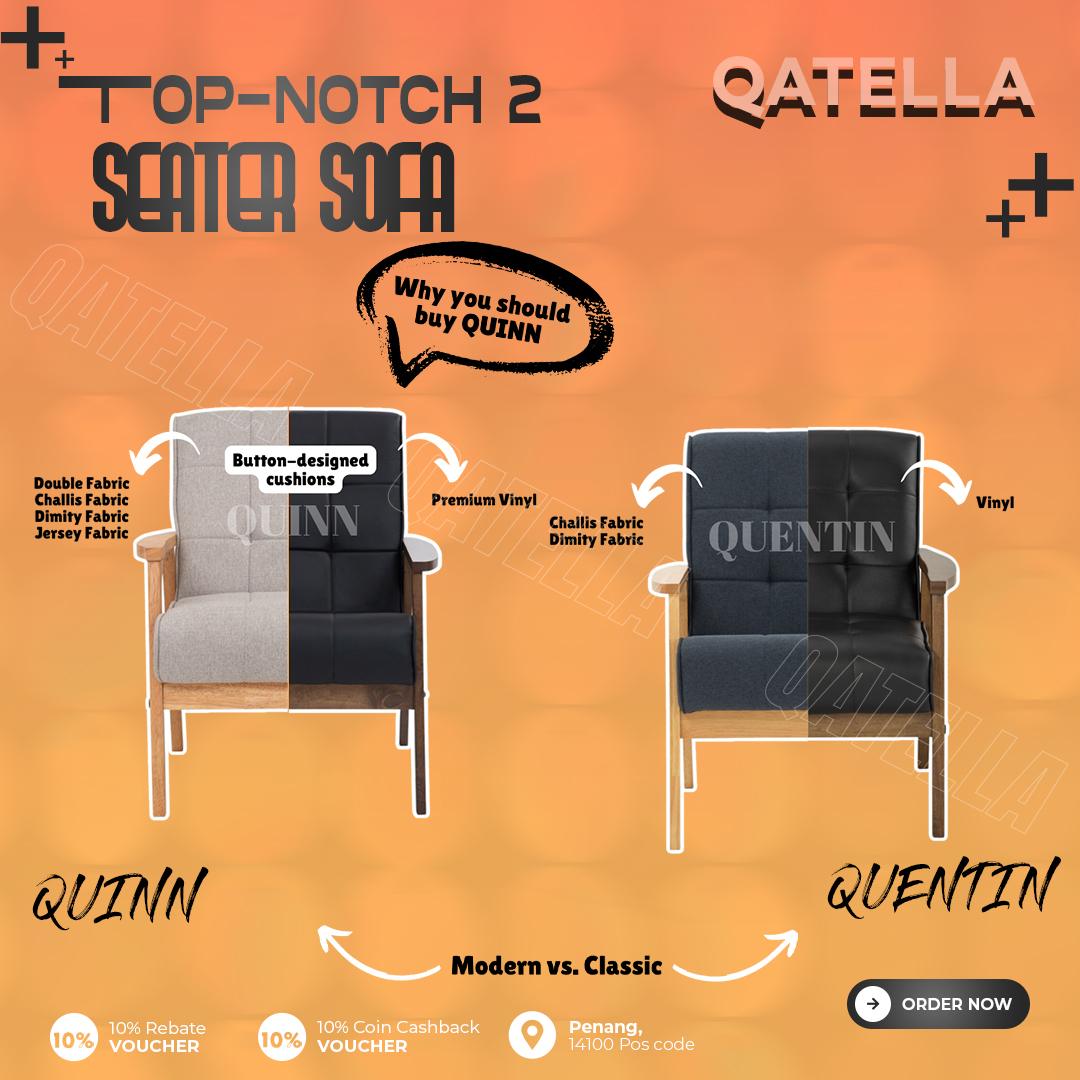 Qatella (Europe Export Quality) Quinn and Quentin 2 seater sofa/Seater Sofa Set/1+2+3 SofaSet/PU ...