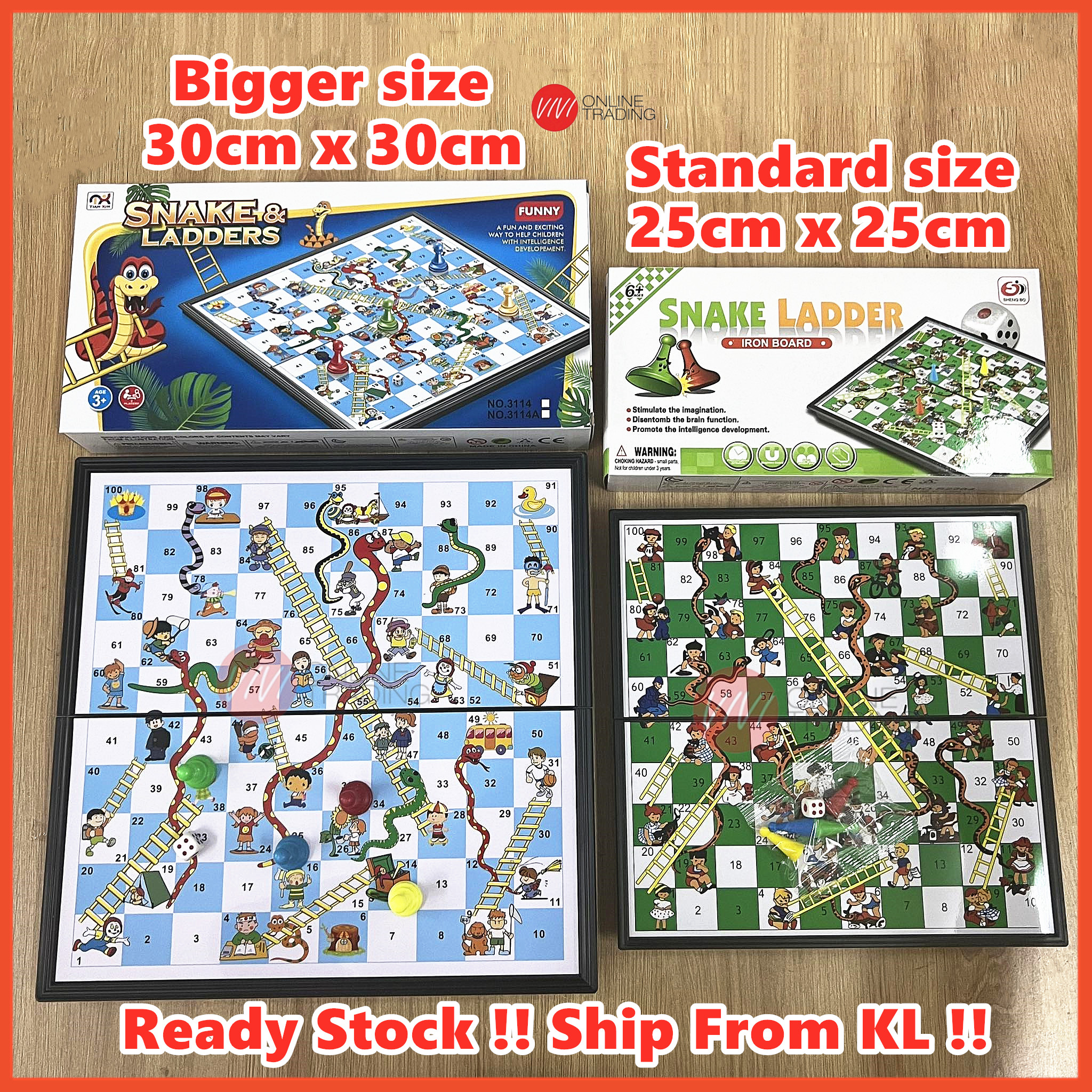 BIG Snake Ladder Game 30cm With Folding Iron Board Kids Game Mainan ...