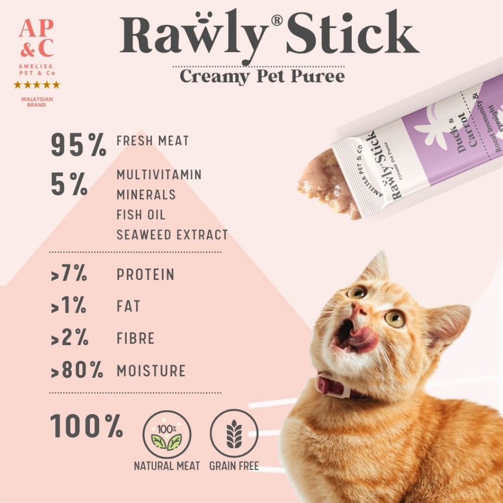AMELISA Rawly Stick Pet Puree (16g x 25 Stick/Box) | 猫狗 健康零食 | Shopee ...