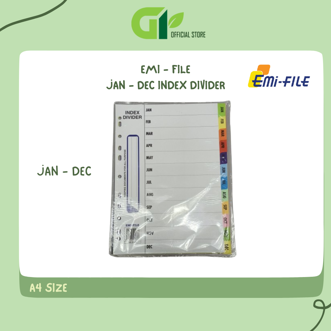 [GY OFFICE] EMI-FILE Index Divider Jan - Dec A4 Paper Divider/File ...