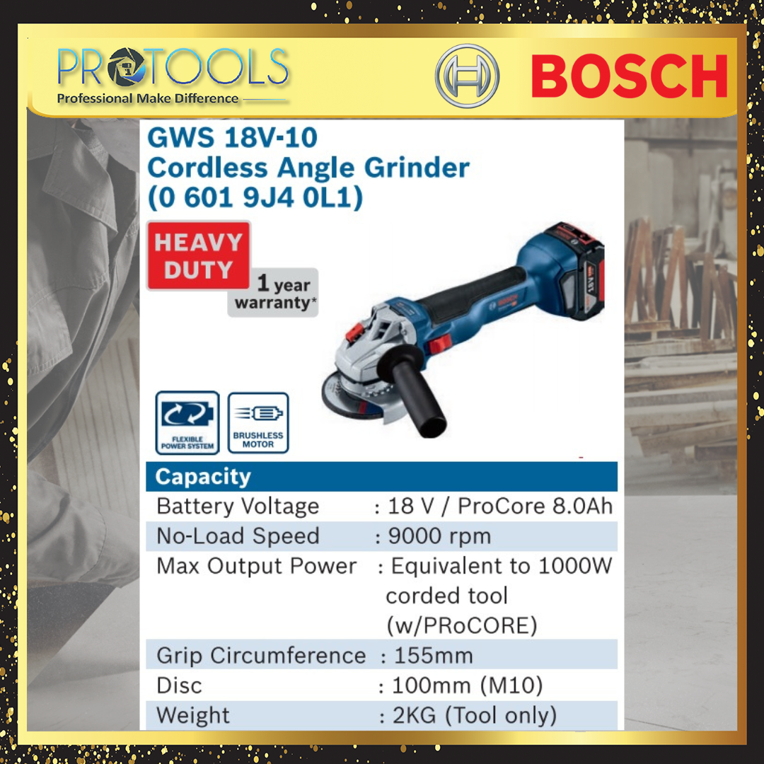 Bosch Cordless Angle Grinder GWS 18V-10 (Solo) | Shopee Malaysia