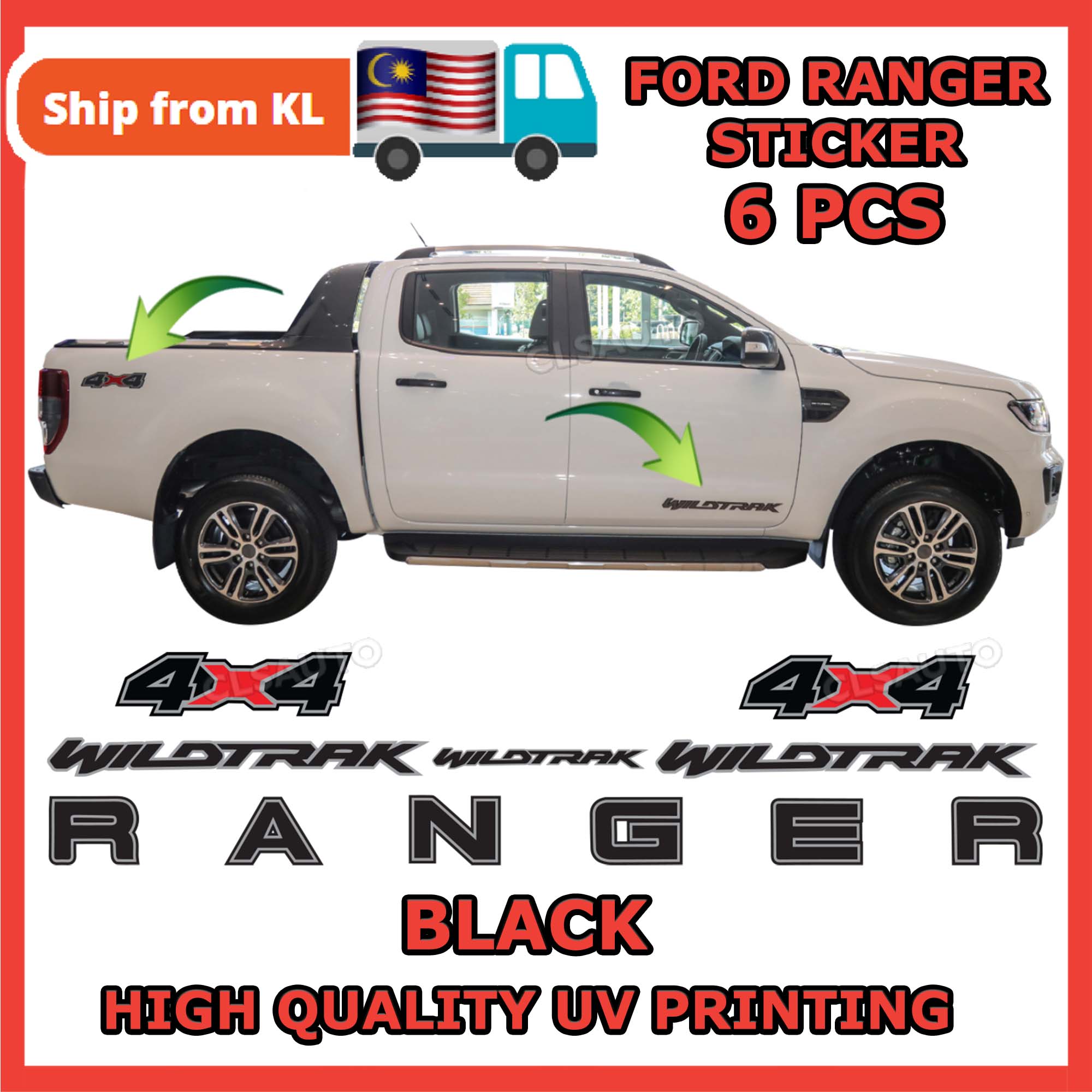 FORD RANGER Sticker Body Side Lining Decal 12 Designs Raptor Wildtrak ...