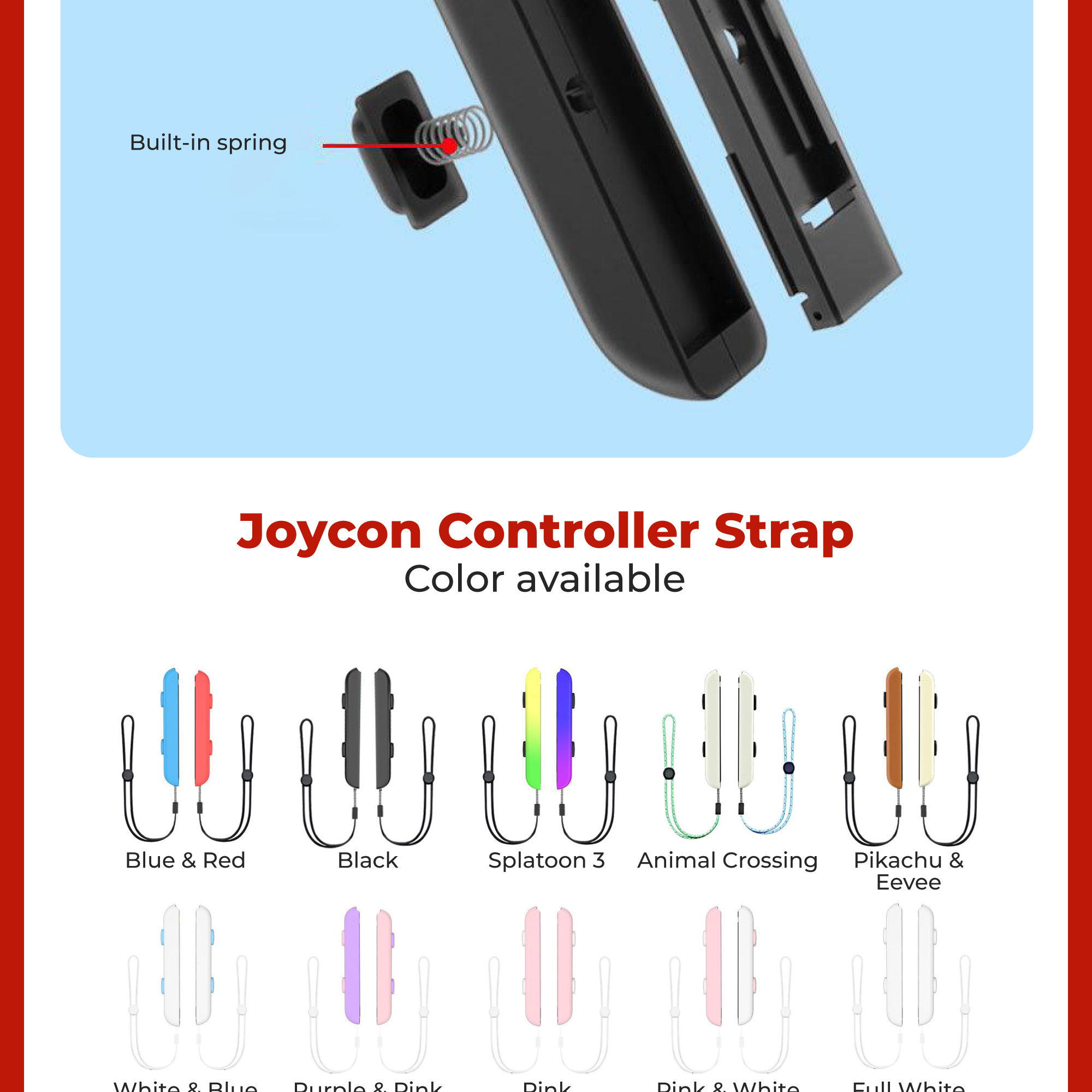 Akitomo Joycon Strap Controller Hand Strap Safety Rope Pokemon Splatoon ...