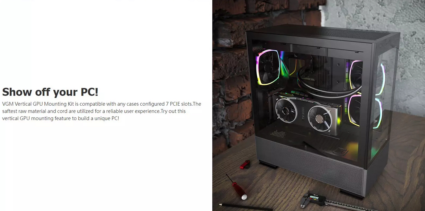 Montech VGM Vertical Graphics Card GPU Mounting Kit with PCIE 4.0 Riser Cable | Shopee Malaysia