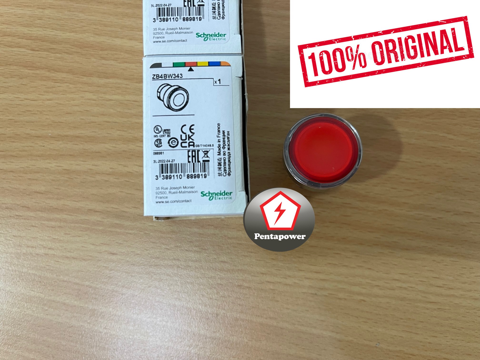 SCHNEIDER ZB4BW343 Head for illuminated push button, Harmony XB4, metal ...