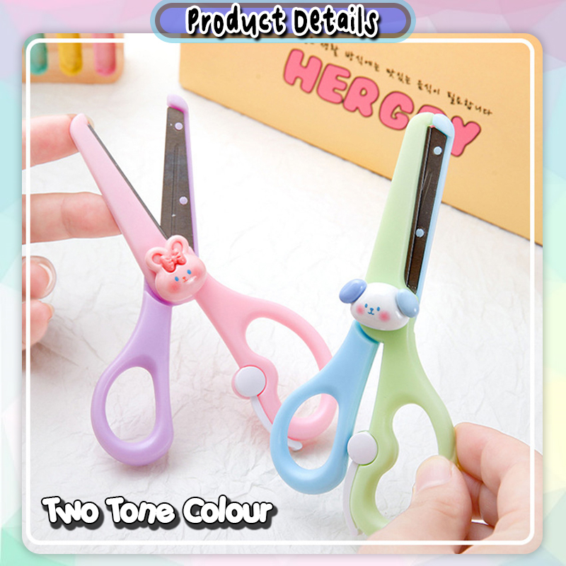 [Happy Kids] Round Edge Cute Scissors School Scissors Craft Plastic ...