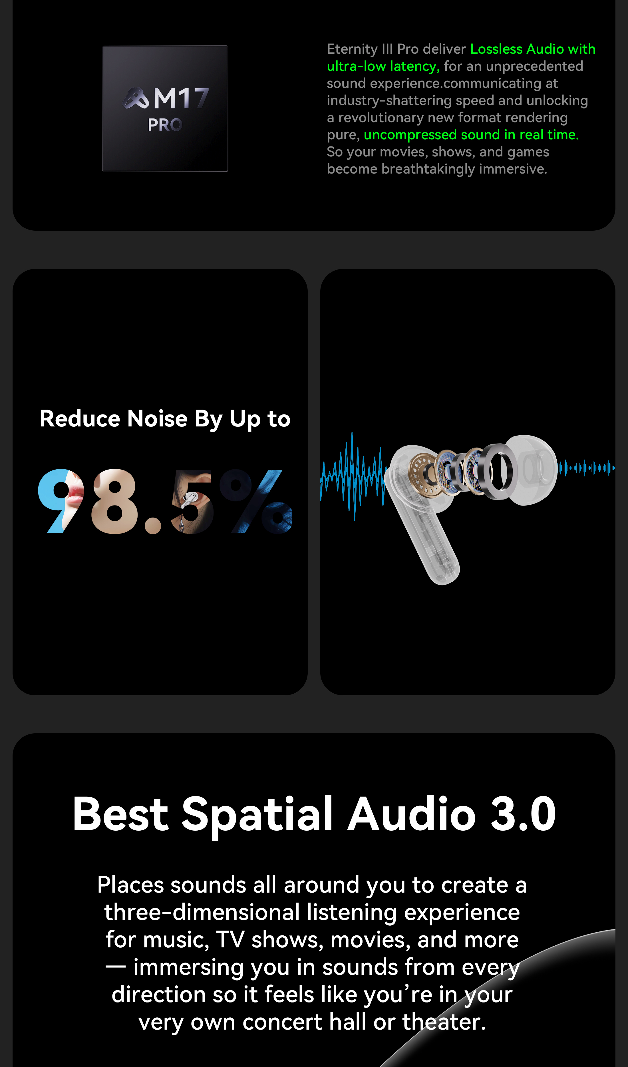 Amgras Eternity Ⅲ Ultra ANC Noise Reduction Wireless Earphone Bluetooth ...