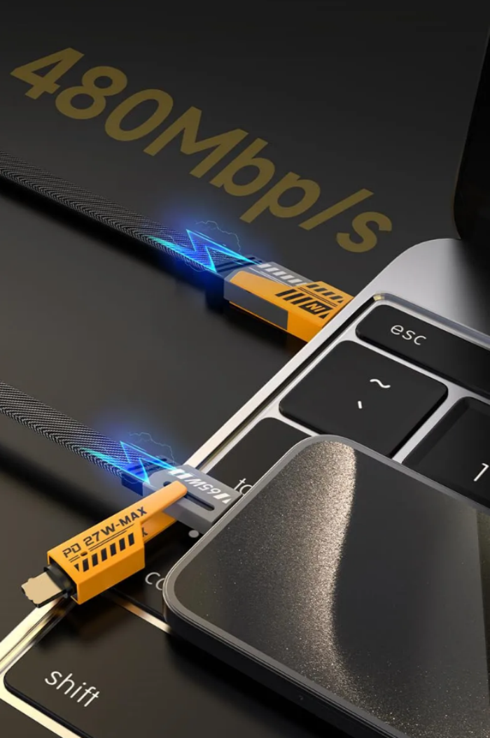 4 in 1 Cable Convertible Metal Fast Data Braided Cable PD 65W C to C ...