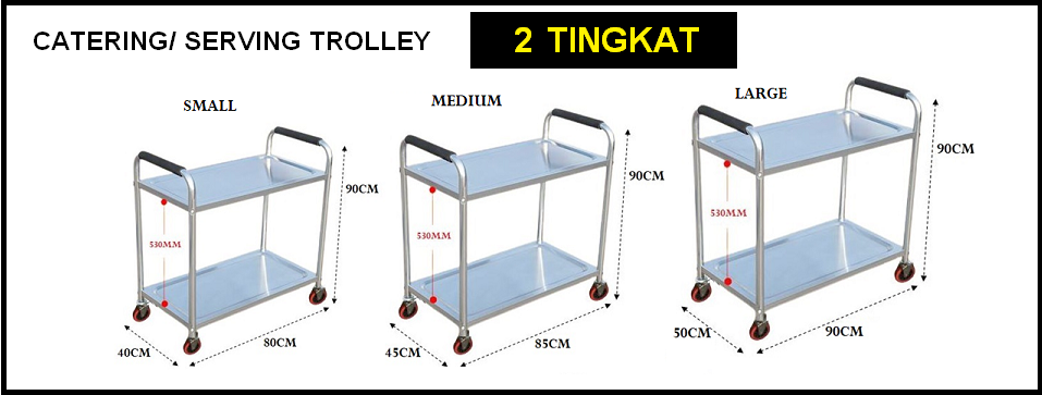 TROLLEY STAINLESS STEEL/ PVC TROLI COMMERCIAL不锈钢手推车带万向轮/ CATERING ...