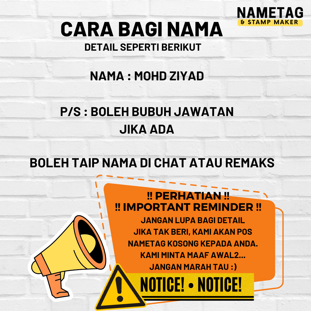 Nametag Nama Border Gold Arcylic Epoxy 70x20MM / 75X25MM | Shopee Malaysia
