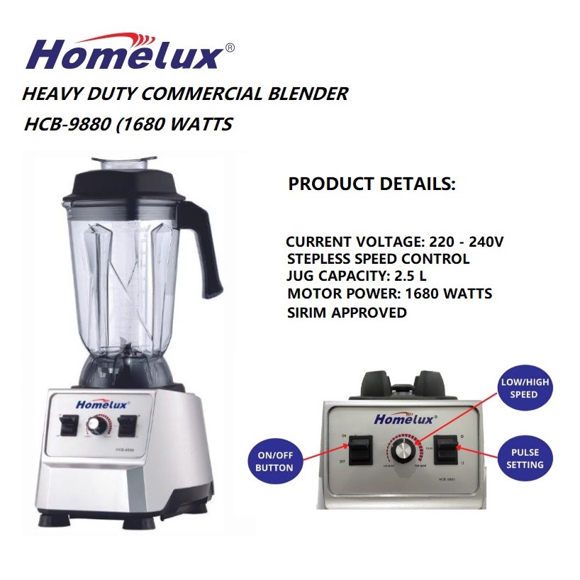 Homelux Commercial Blender 1680W HCB9880 Heavy Duty Blender HCB-1100 ...