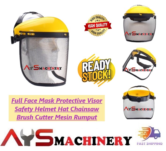 Full Face Mask Protective Visor Safety Helmet Hat Chainsaw Brush Cutter ...