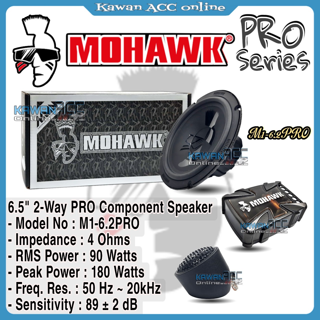 MOHAWK 6.5'' 2-Way Component Set Speaker/Crossover/tweeter - PRO M1 MS Series - MS-6.2 / M1-6.2 ...