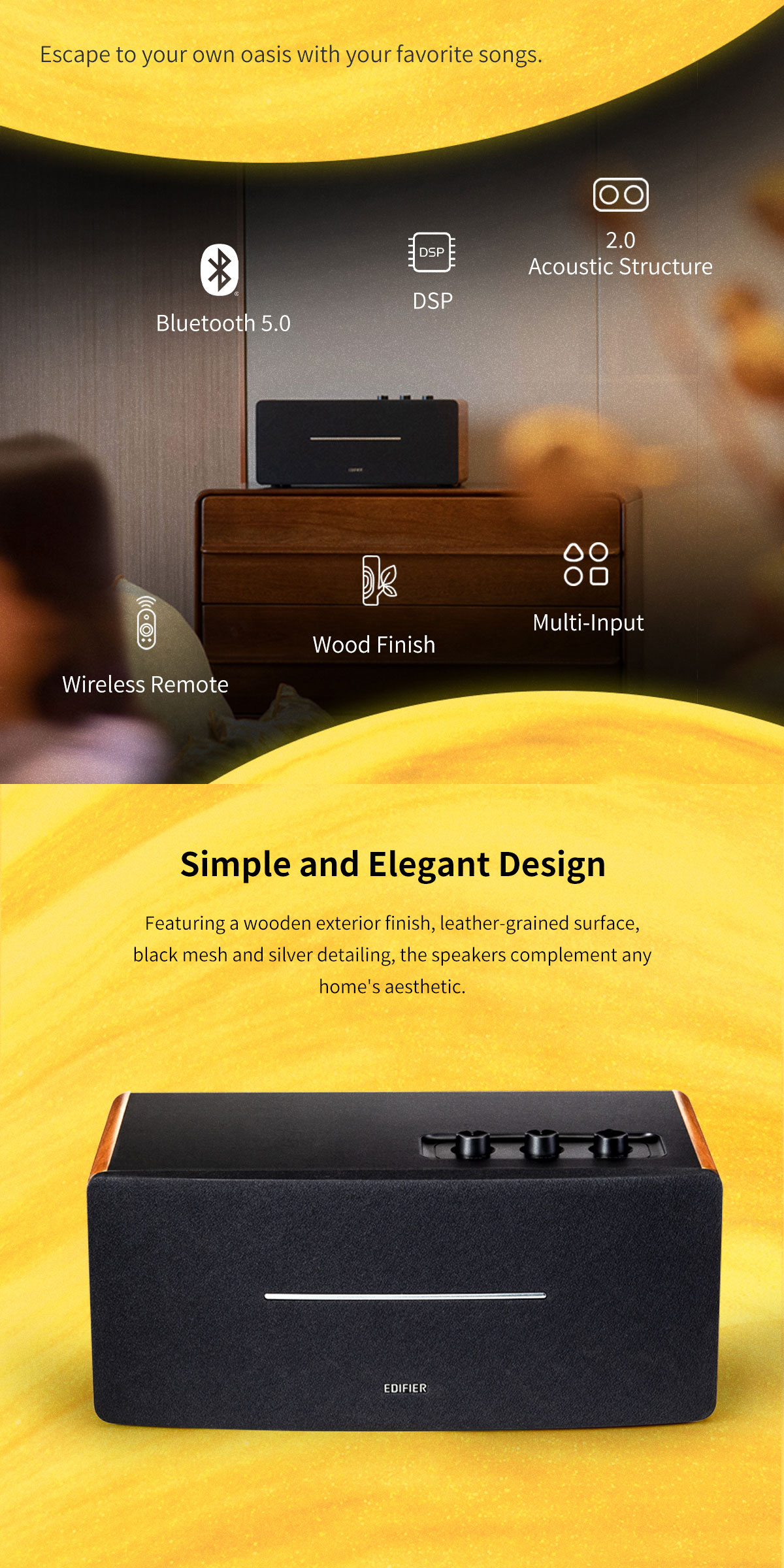 Edifier D12 Premium Integrated Stereo Bluetooth 5.0 Wooden Enclosure ...