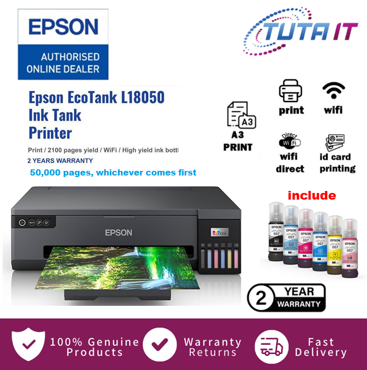 Epson EcoTank L18050 Ink Tank Photo Printer ( Low-cost A3+ photo print , Borderless Printing ...
