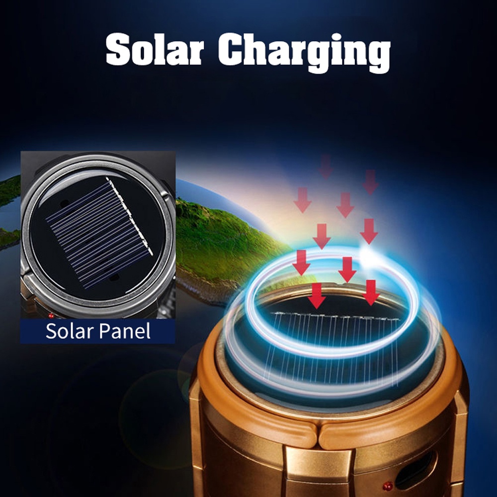 Camping Solar Lantern Fan Outdoor Rechargeable Tent Lamp Light Hiking ...