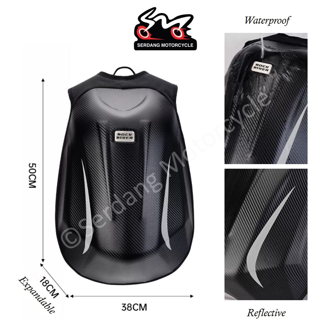 ROCK BIKERS RBB042 Helmet Backpack Hard Case Bag Riding Rider Beg Galas ...