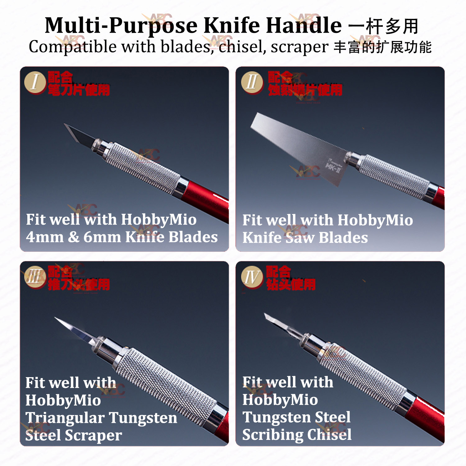(HobbyMio) Tungsten Steel Scribing Chisel & HMK07 Handle - Panel Line ...