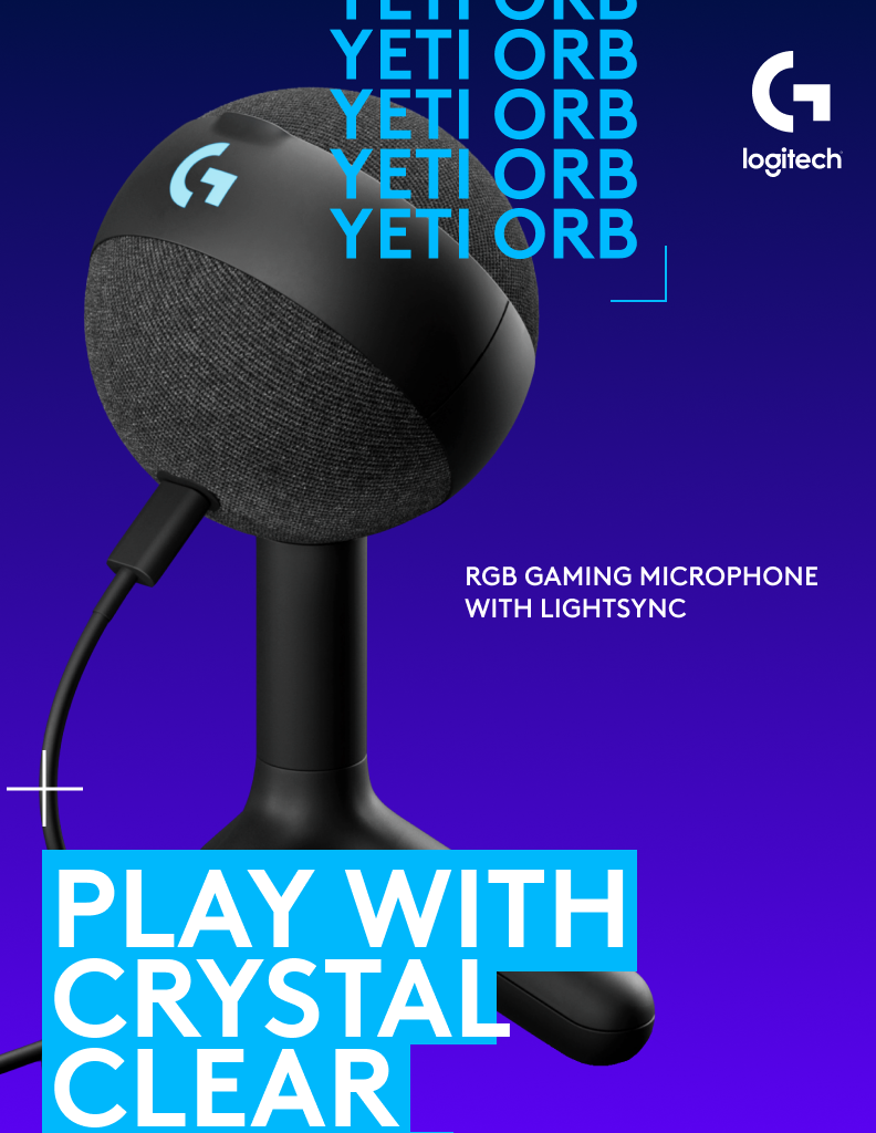 Logitech G Yeti Orb Condenser RGB Gaming Microphone with LIGHTSYNC, USB ...