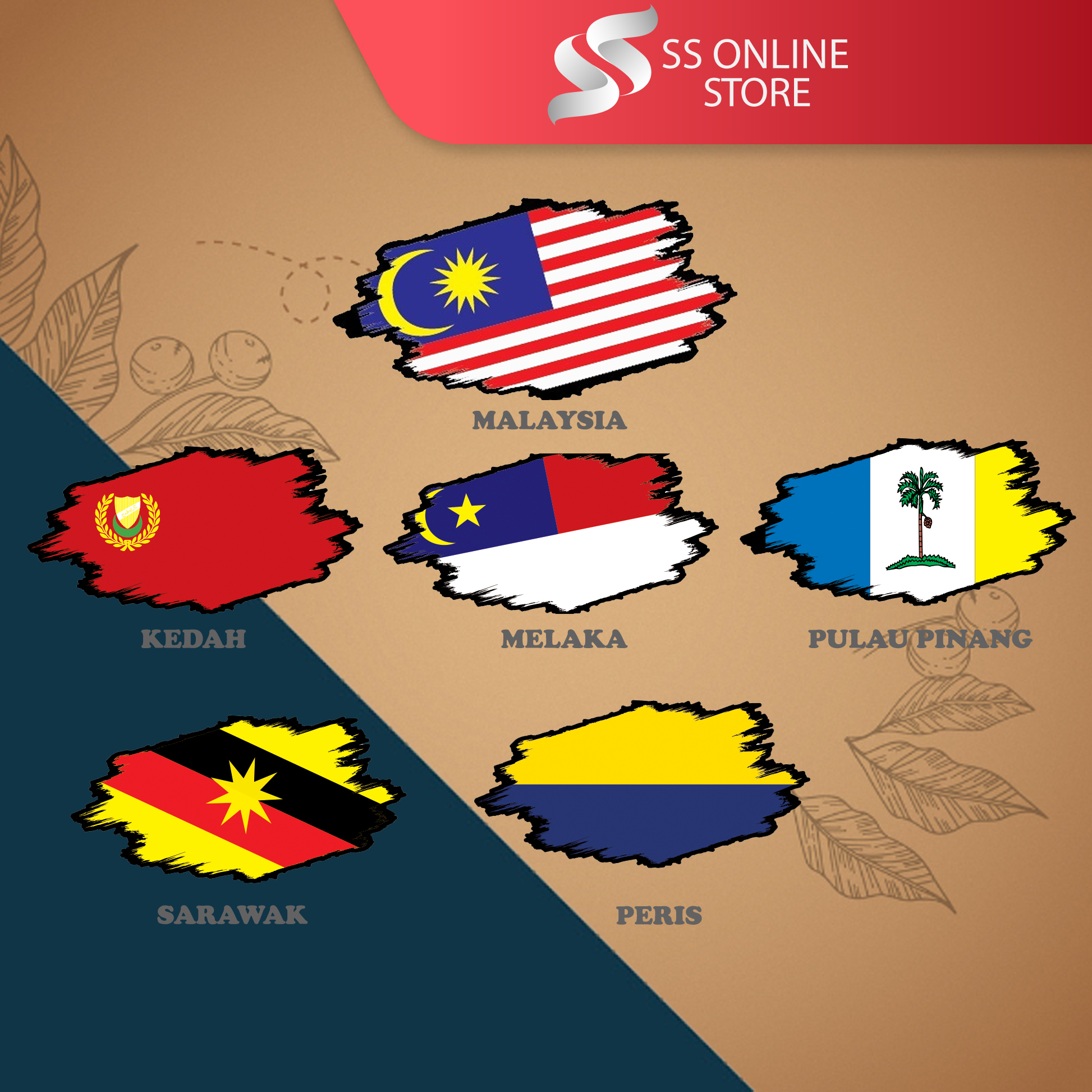 Car Sticker Bendera Malaysia Sticker Flag Motor Sticker Negeri ...
